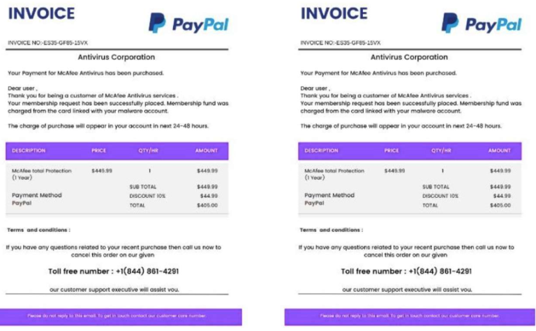 PayPal McAfee Antivirus Email Invoice Scam: Beware!